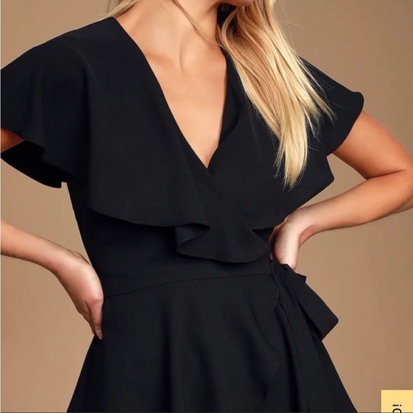 DO+BE | Dresses | Dobe Aldrin Black Ruffled Backless Wrap Skirt Dress ...